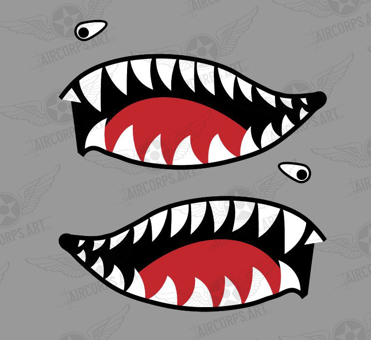 Shark Mouth Teeth Nose Art Military Aircraft Decal SM-08