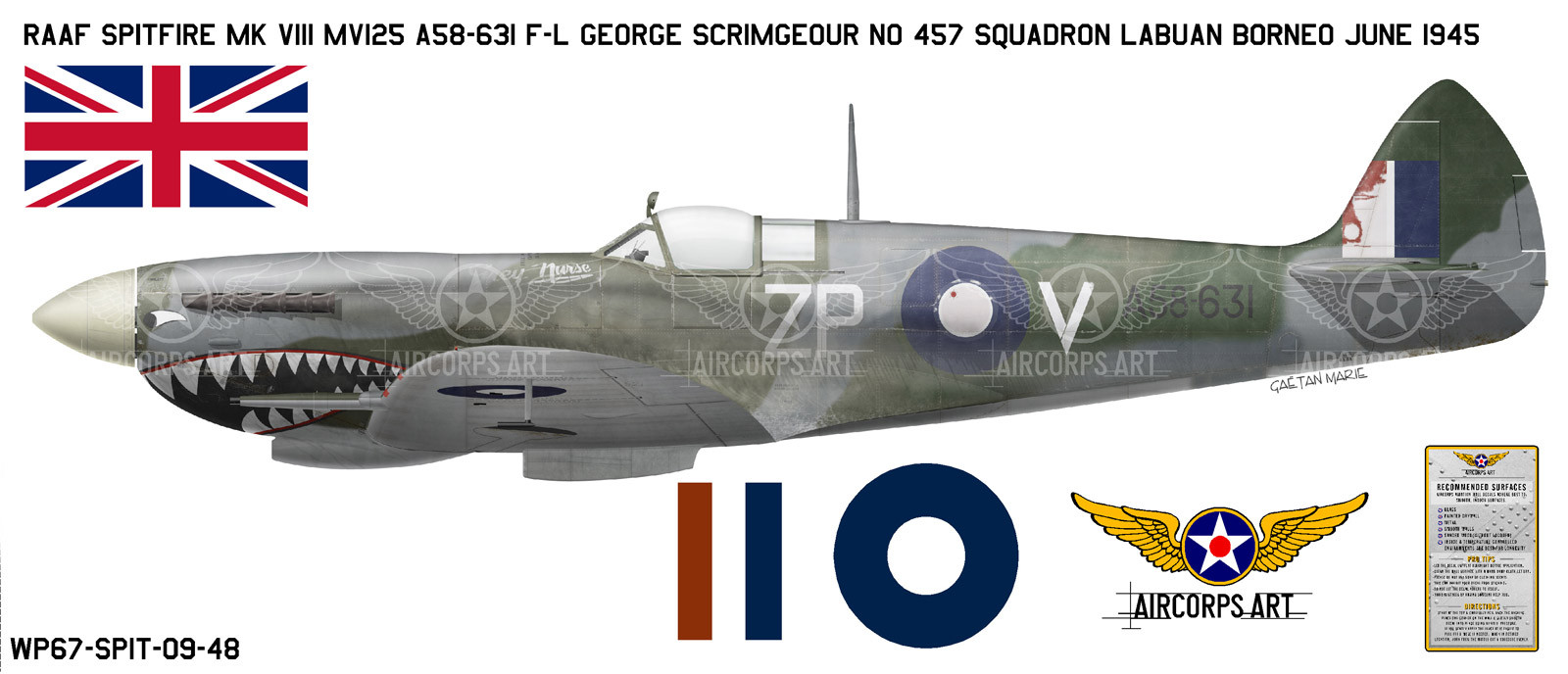 Spitfire MK IA Decorative Military Aircraft Profile George Scrimgeour