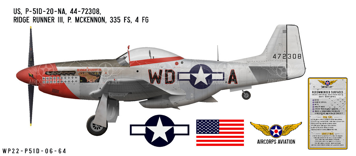 P-51D Mustang "Ridge Runner III" Decorative Military Aircraft Profile