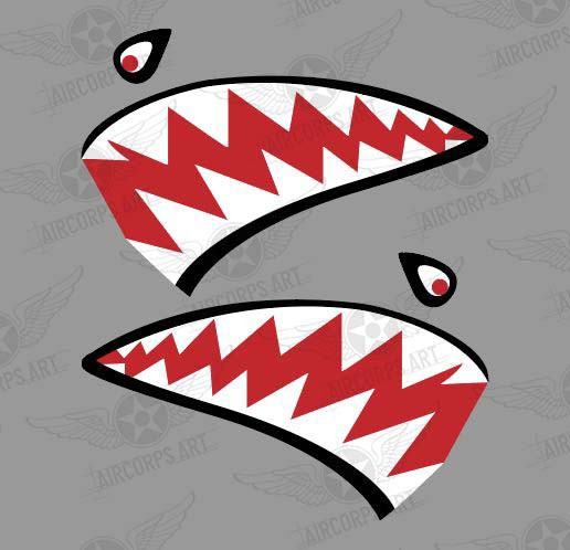 Shark Mouth Teeth Nose Art Military Aircraft Decal SM-03