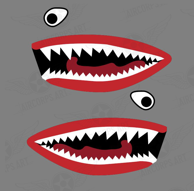 Shark Mouth Teeth Nose Art Military Aircraft Decal SM-10
