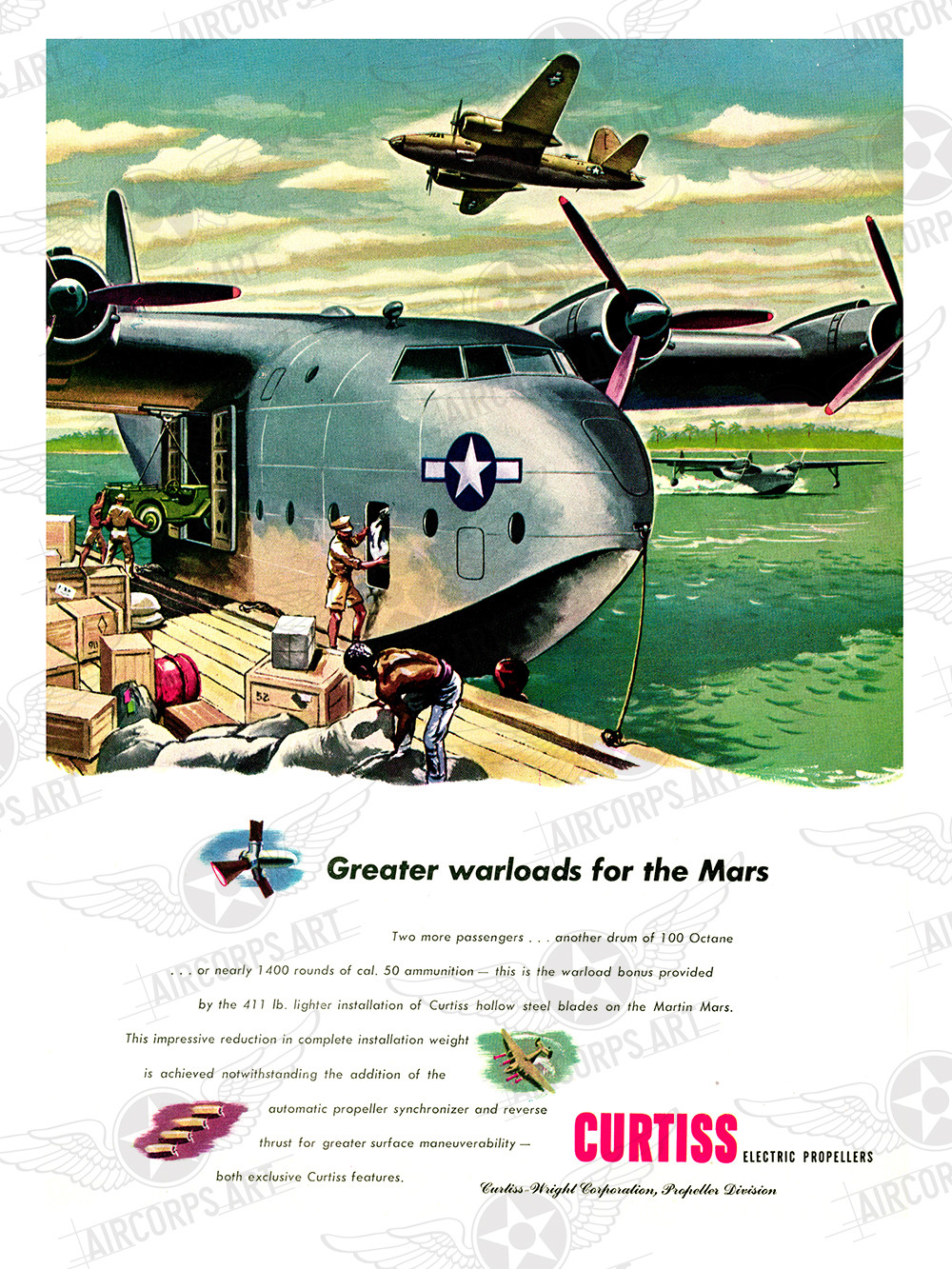 Martin Mars "Greater Warloads" Vintage Aircraft Poster