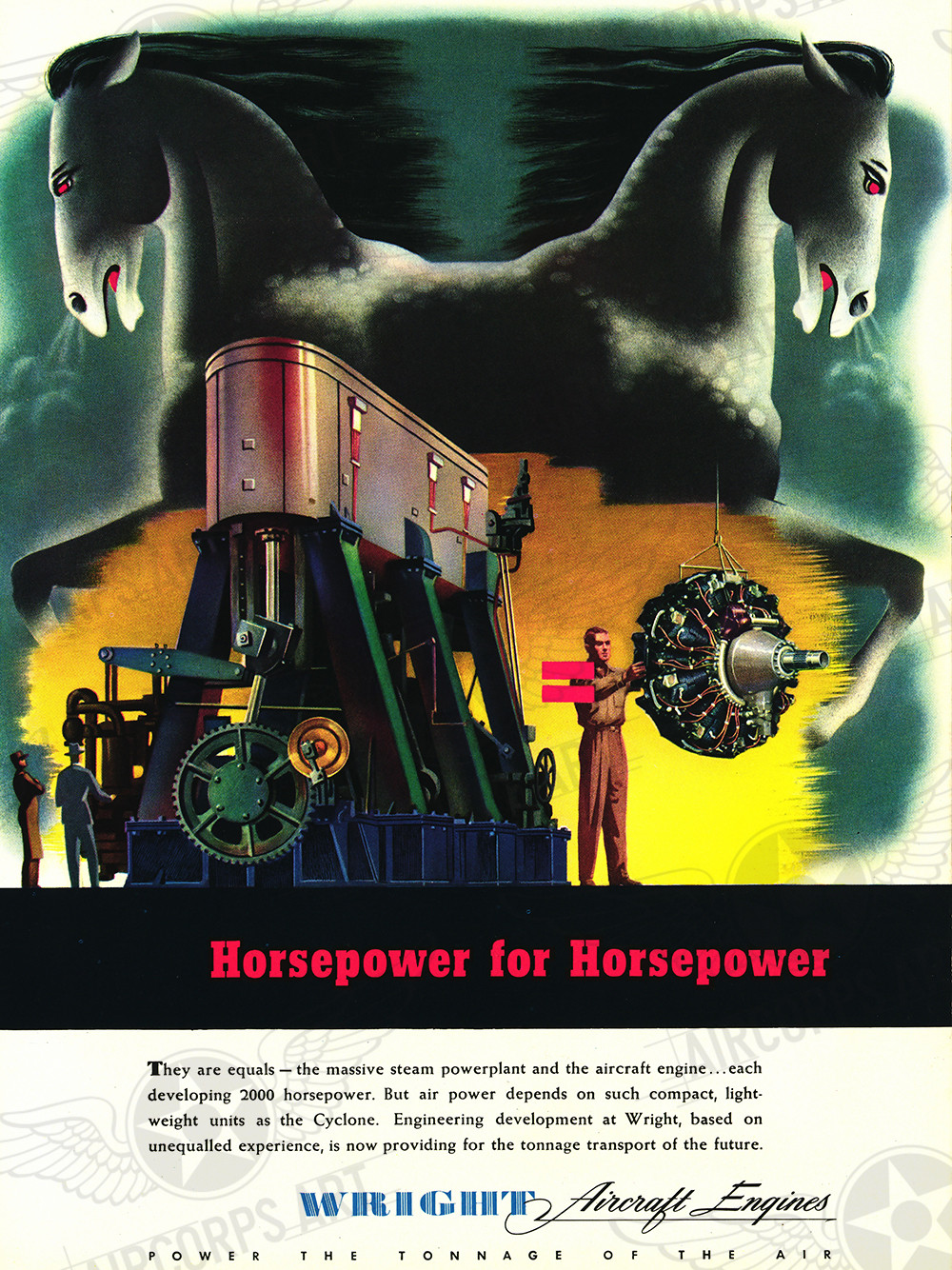 Wright Aircraft Engines "Horsepower for Horsepower" Poster