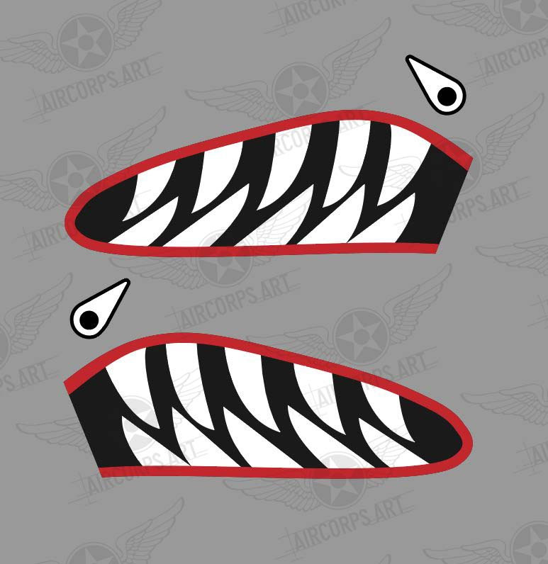Shark Mouth Teeth Nose Art Military Aircraft Decal