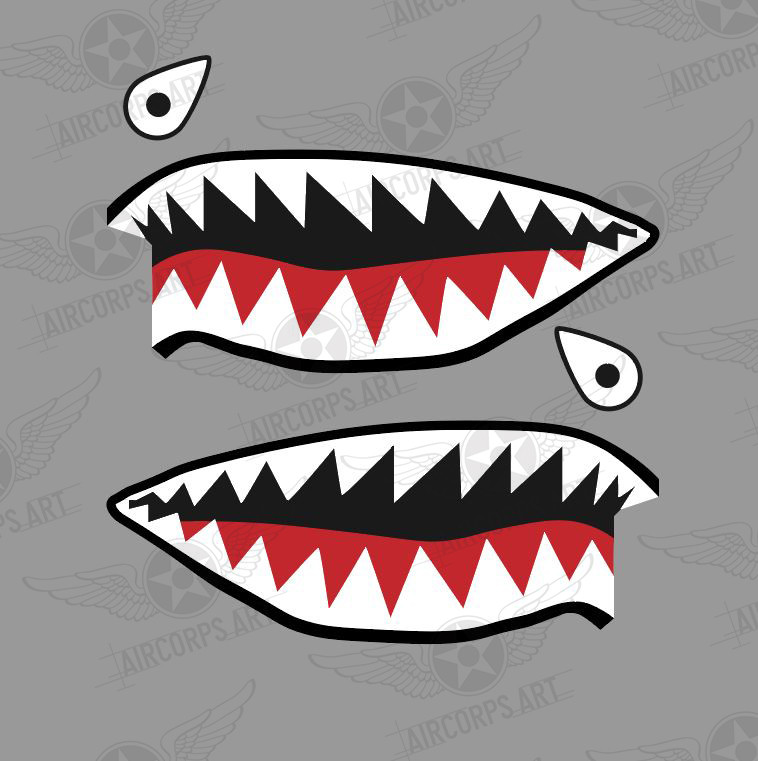 Shark Mouth Teeth Nose Art Military Aircraft Decal SM-07