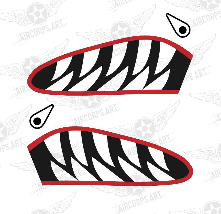 Shark Mouth Teeth Nose Art Military Aircraft Decal