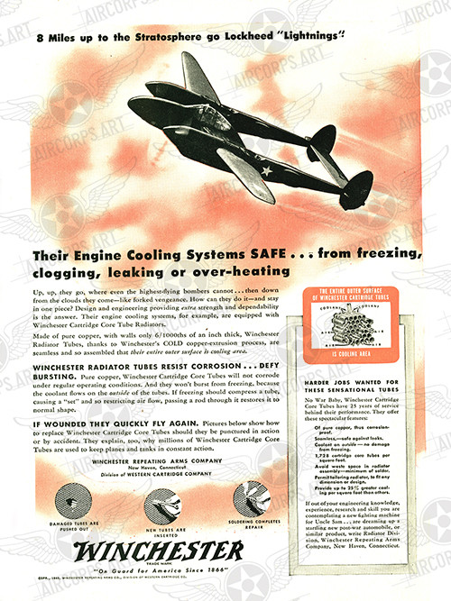 P-38 Lockheed Lightning "8 Miles Up" Vintage Military Poster