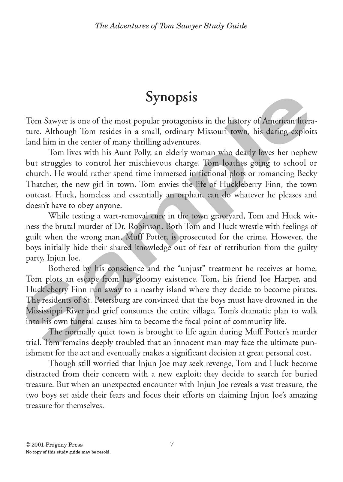 Tom Sawyer Study Guide | Progeny Press Literature Curriculum