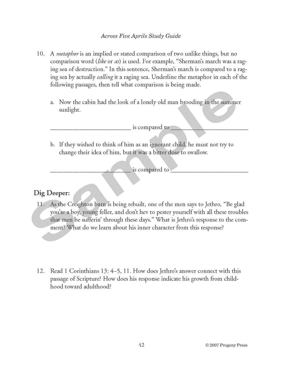 Across Five Aprils Study Guide | Progeny Press Literature Curriculum