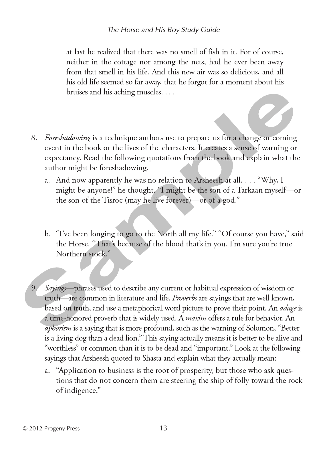 Horse and His Boy Study Guide | Progeny Press Literature Curriculum