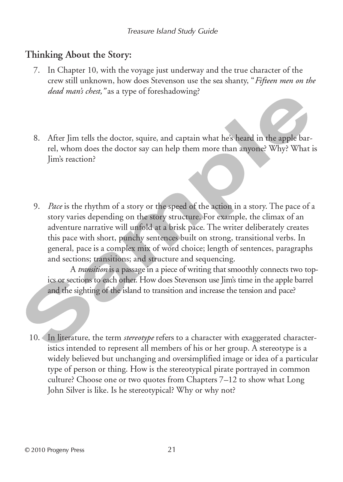 Treasure Island Study Guide | Progeny Press Literature Curriculum