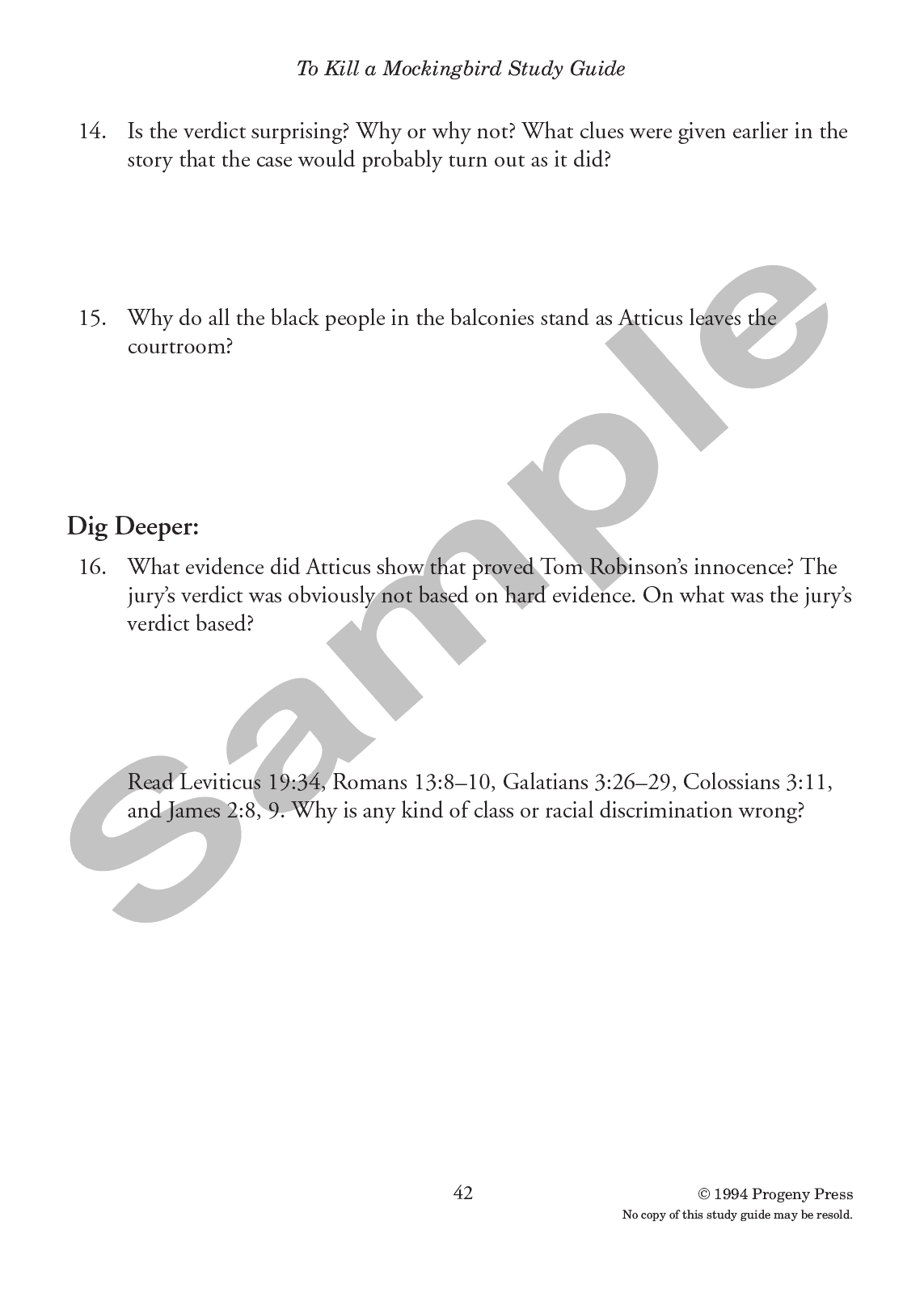 To Kill a Mockingbird Study Guide | Progeny Press Literature Curriculum