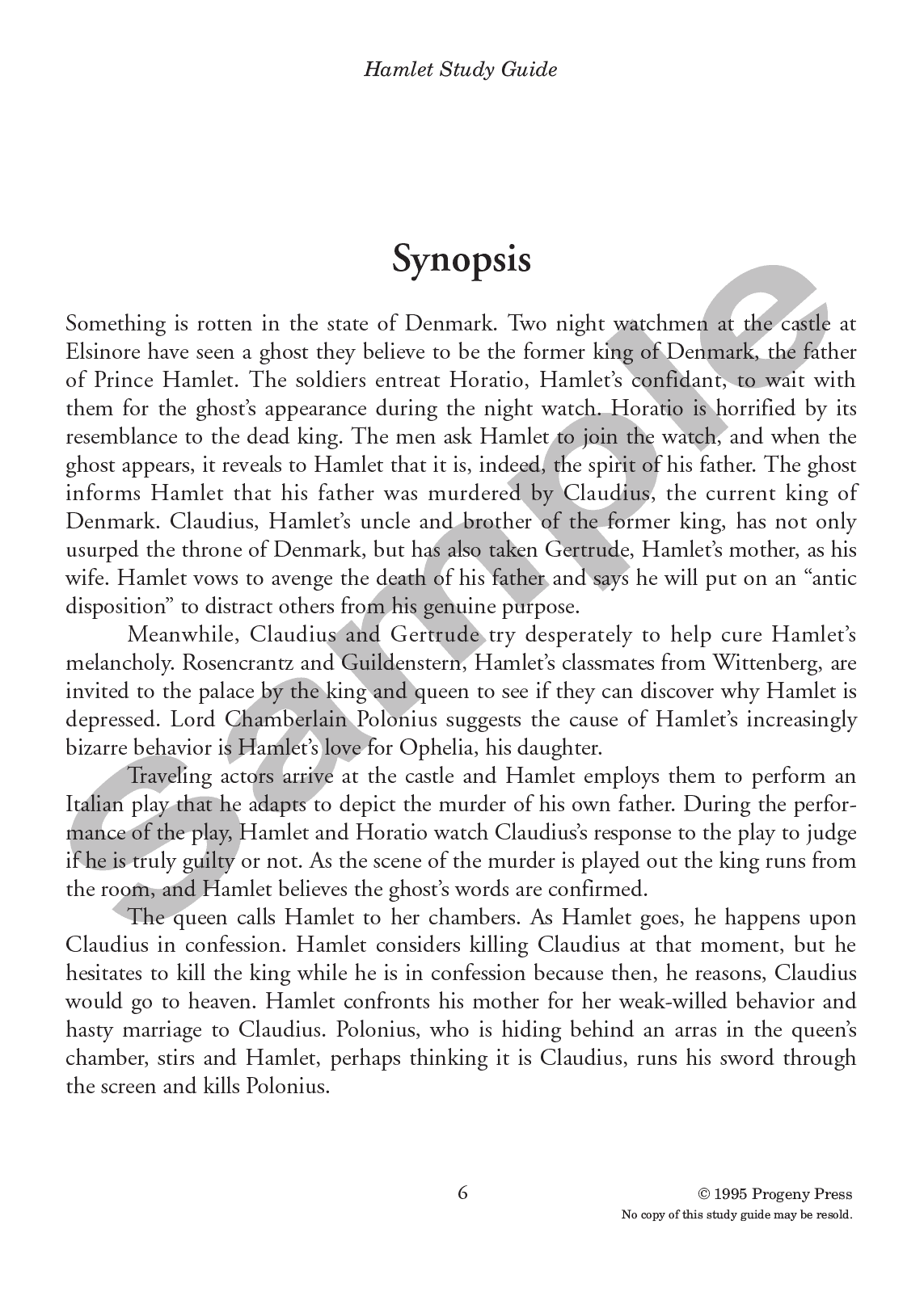 Hamlet Study Guide | Progeny Press Literature Curriculum