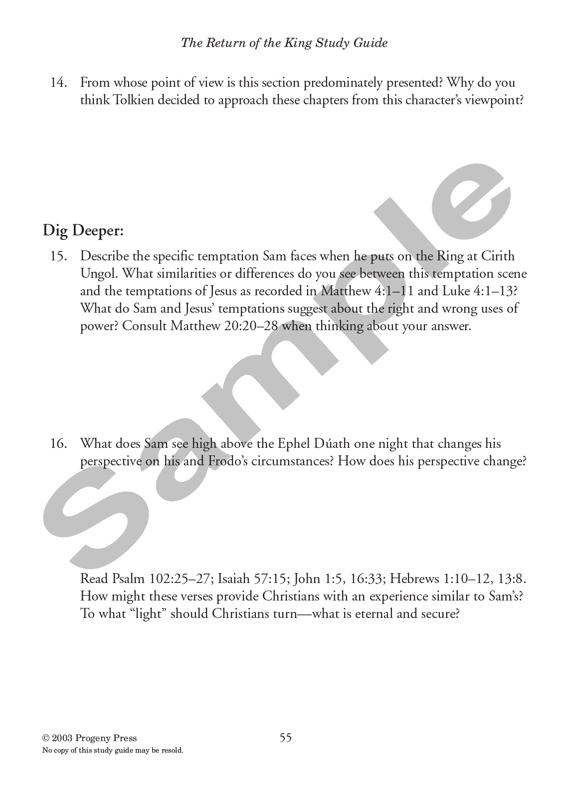 The Return of the King Study Guide | Progeny Press Literature Curriculum