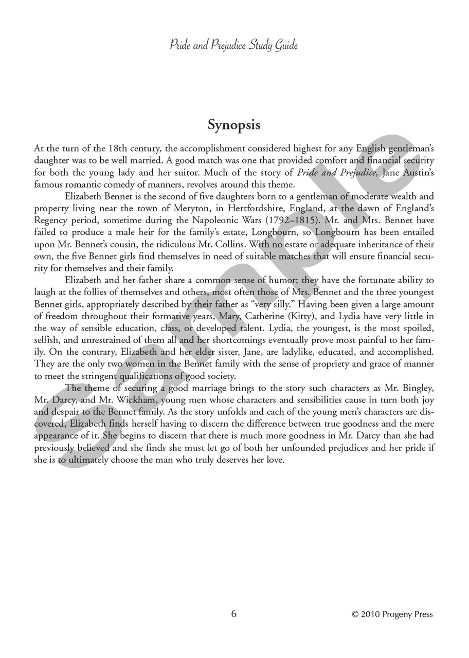 Pride and Prejudice Study Guide | Progeny Press Literature Curriculum