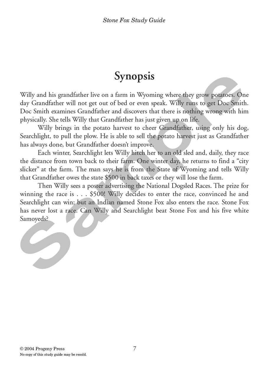 Stone Fox Study Guide | Progeny Press Literature Curriculum