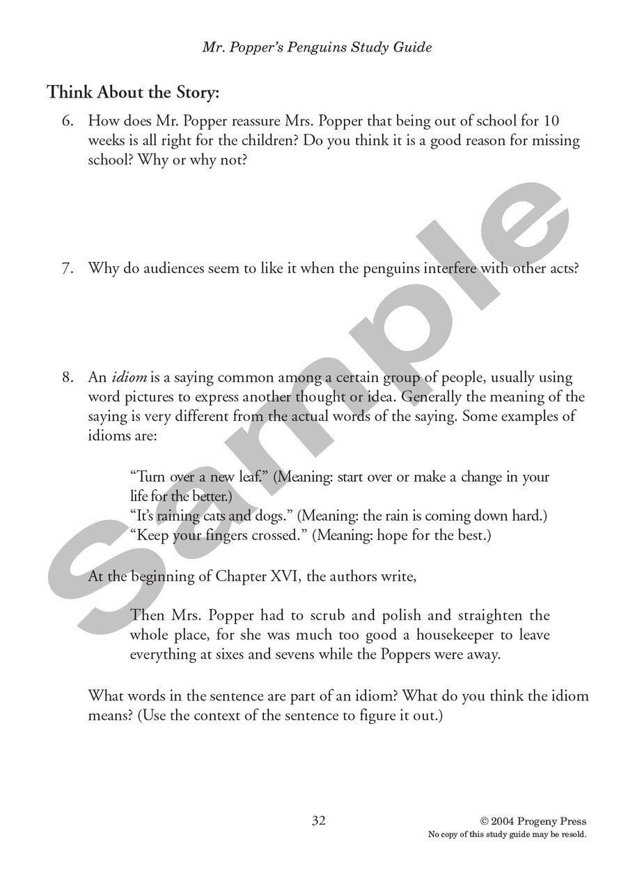 Mr. Popper's Penguins Study Guide | Progeny Press Literature Curriculum