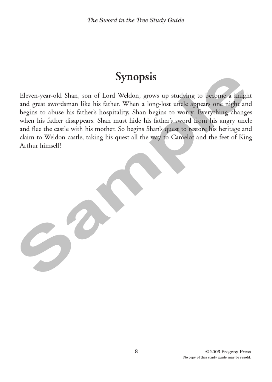 Sword in the Tree Study Guide | Progeny Press Literature Curriculum