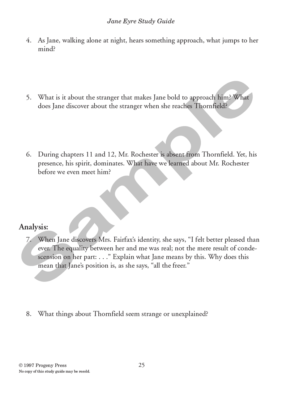 Jane Eyre Study Guide | Progeny Press Literature Curriculum