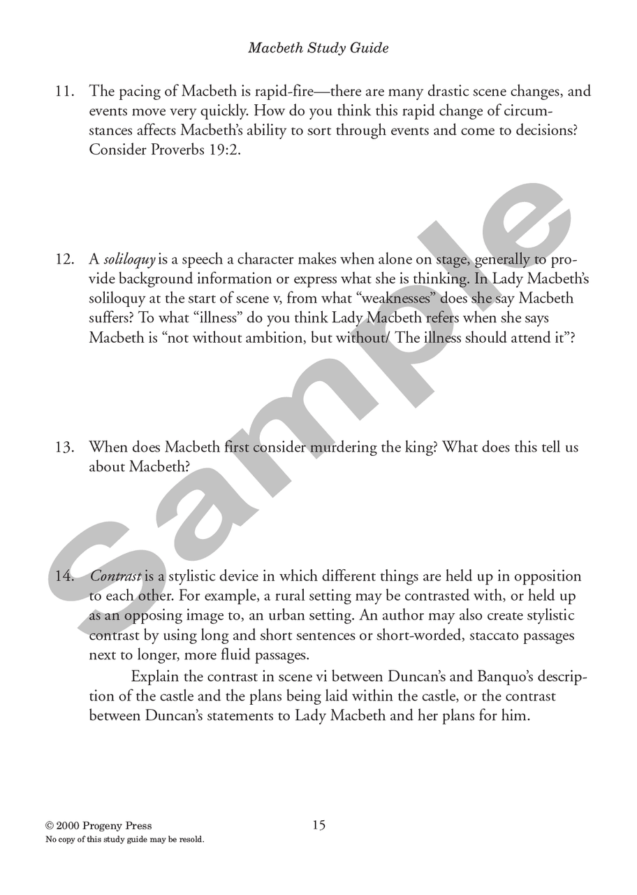 Macbeth Study Guide | Progeny Press Literature Curriculum