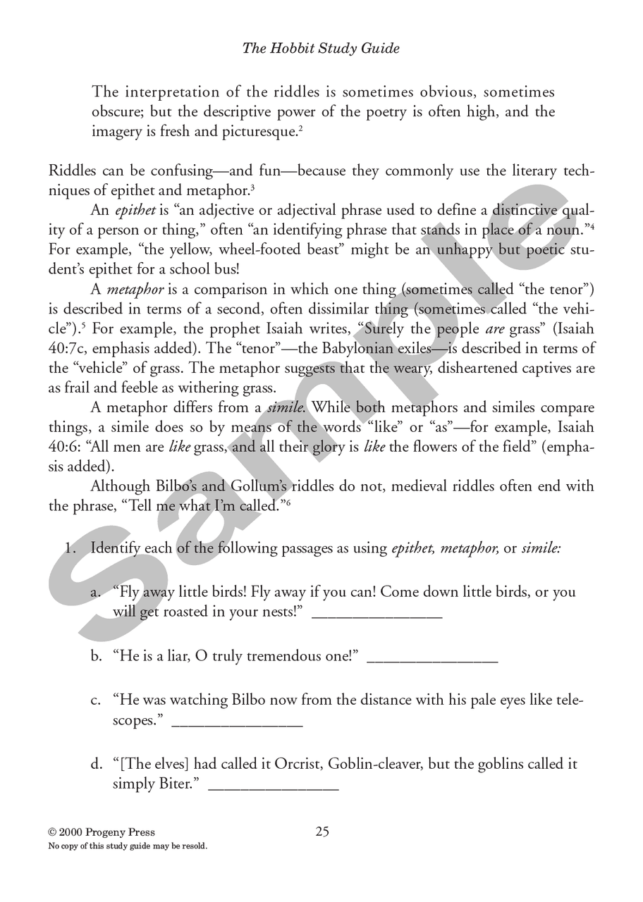 The Hobbit Study Guide | Progeny Press Literature Curriculum