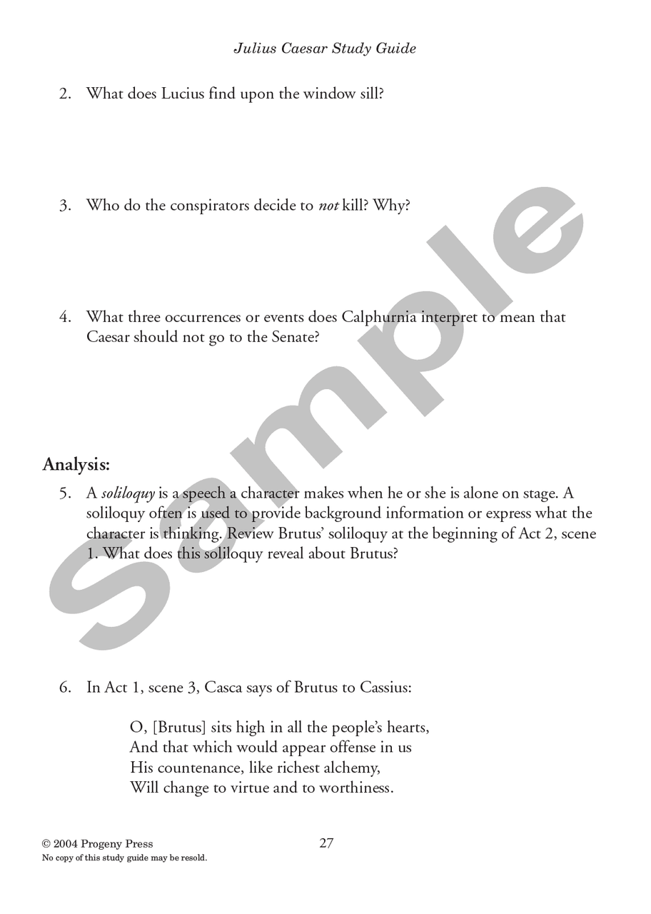 Julius Caesar Study Guide | Progeny Press Literature Curriculum