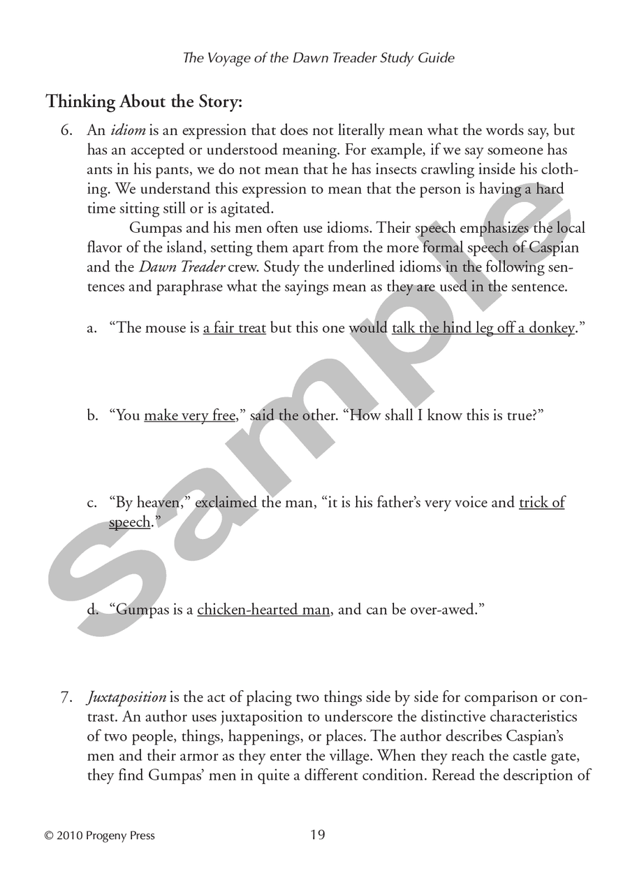 Voyage of the Dawn Treader PDF Download Study Guide | Progeny Press ...