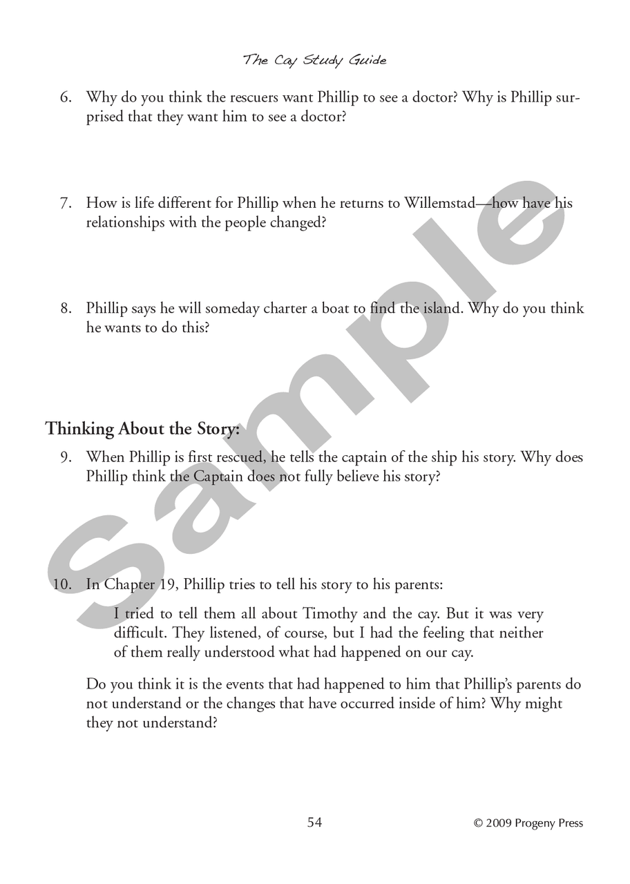 The Cay PDF Download Study Guide | Progeny Press Literature Curriculum