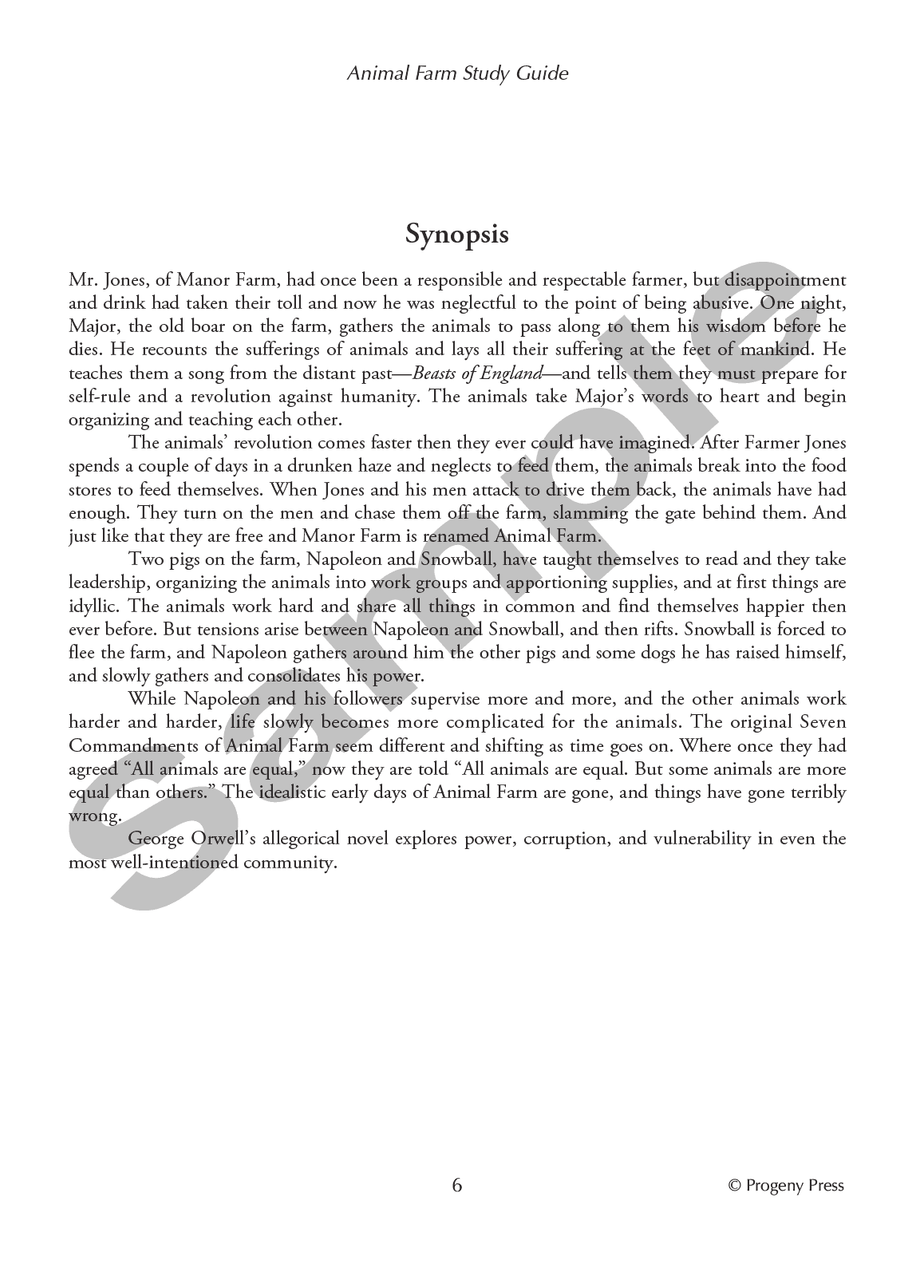Animal Farm PDF Download Study Guide | Progeny Press Literature Curriculum