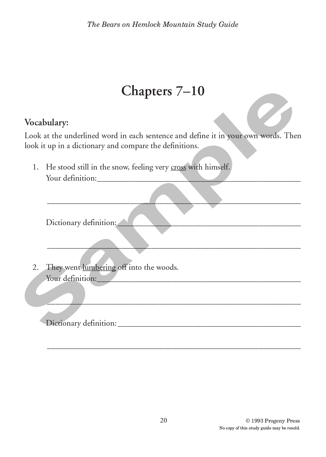 Bears on Hemlock Mountain Study Guide | Progeny Press Literature Curriculum