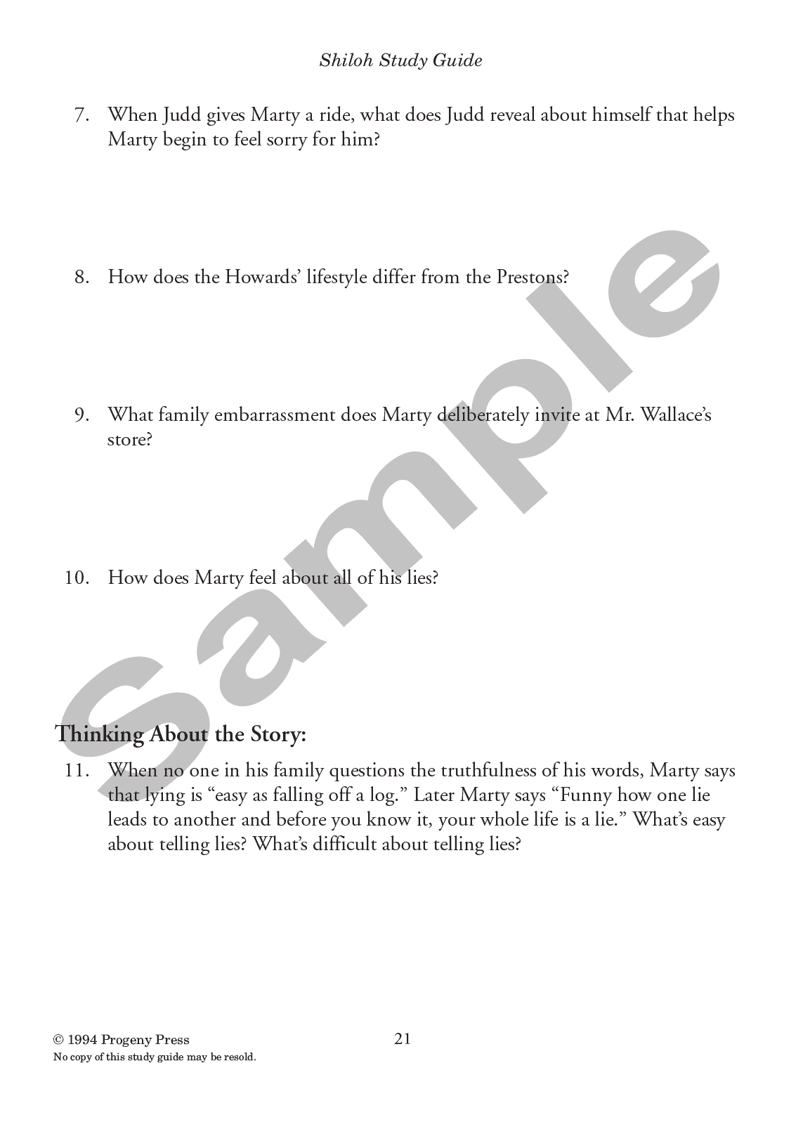 Shiloh Study Guide | Progeny Press Literature Curriculum