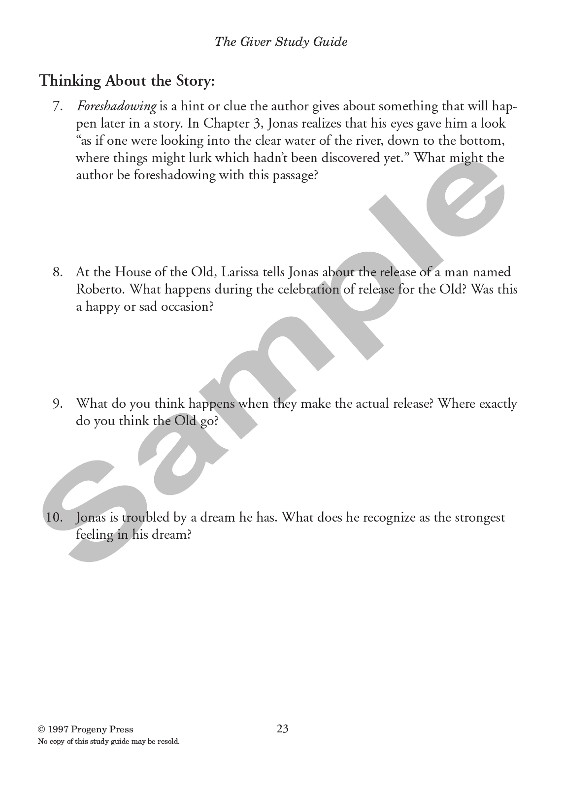 The Giver Study Guide | Progeny Press Literature Curriculum