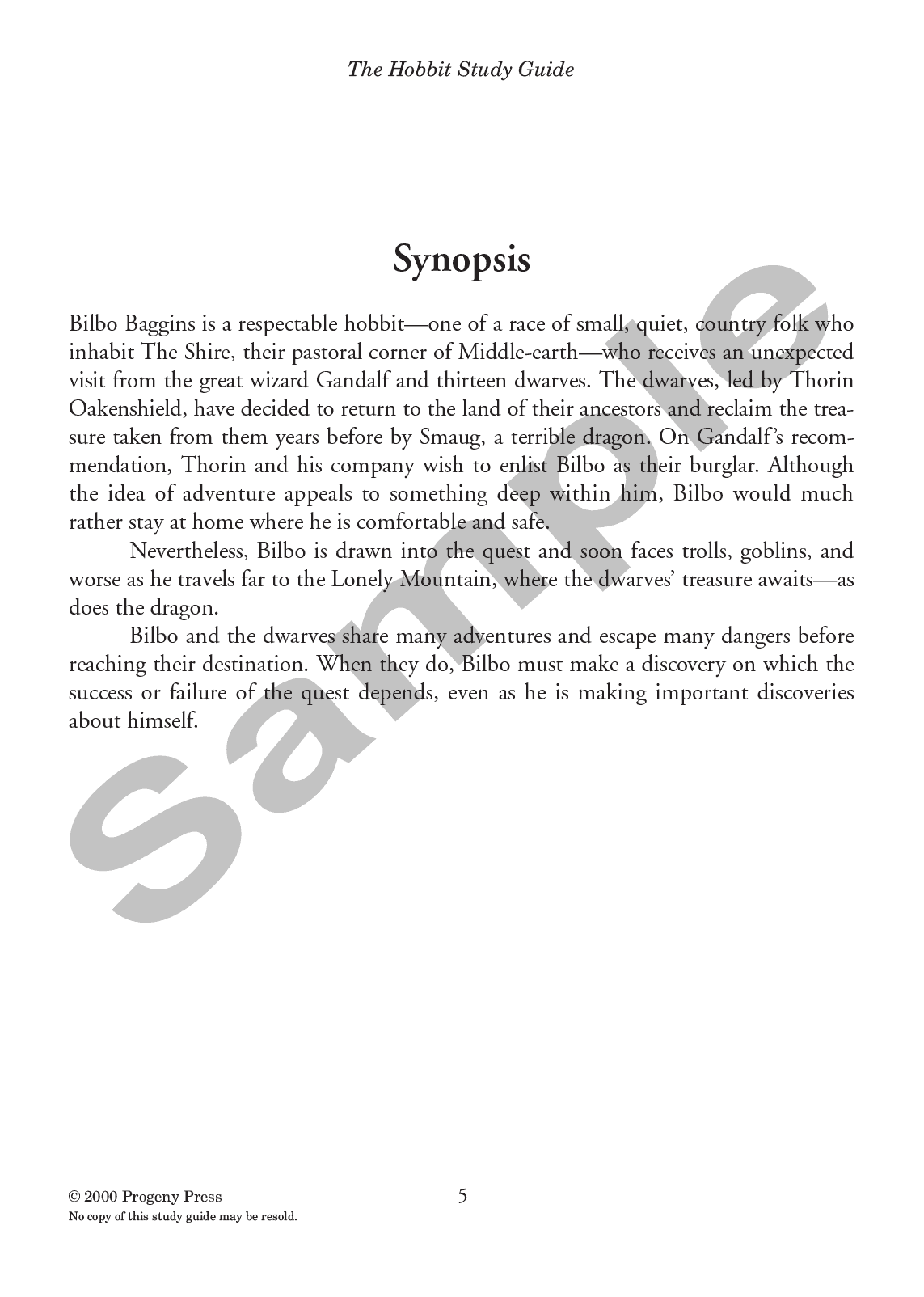 The Hobbit Study Guide | Progeny Press Literature Curriculum
