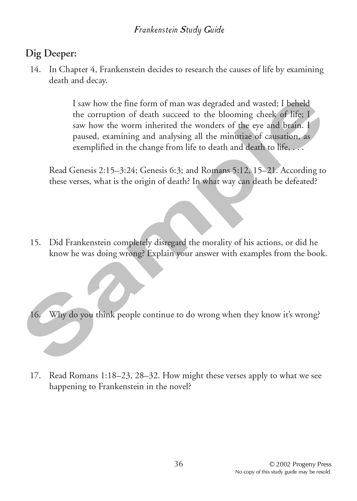 Frankenstein Study Guide | Progeny Press Literature Curriculum