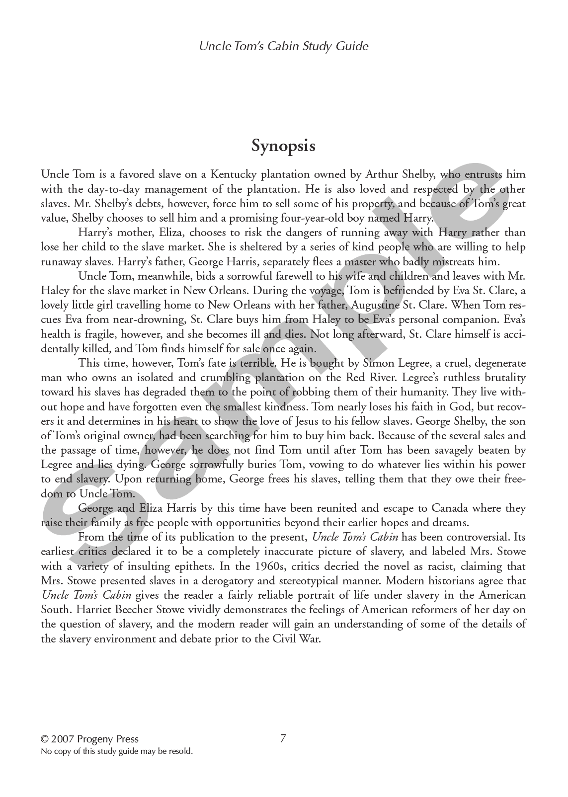 Uncle Tom's Cabin Study Guide | Progeny Press Literature Curriculum