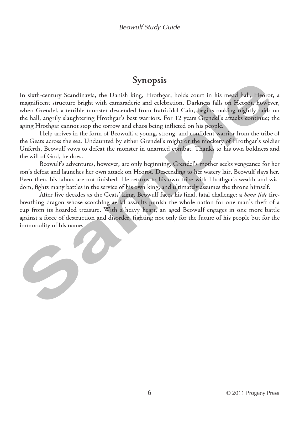 Beowulf Study Guide | Progeny Press Literature Curriculum