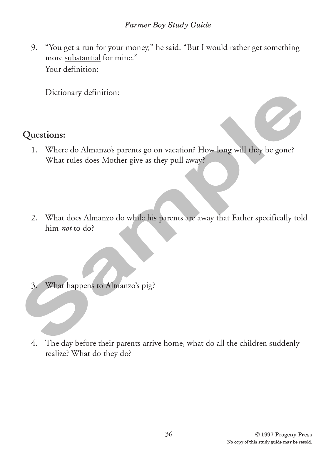 Farmer Boy Study Guide | Progeny Press Literature Curriculum