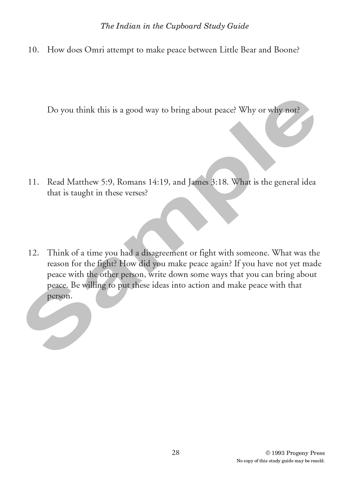 Indian in the Cupboard Study Guide | Progeny Press Literature Curriculum