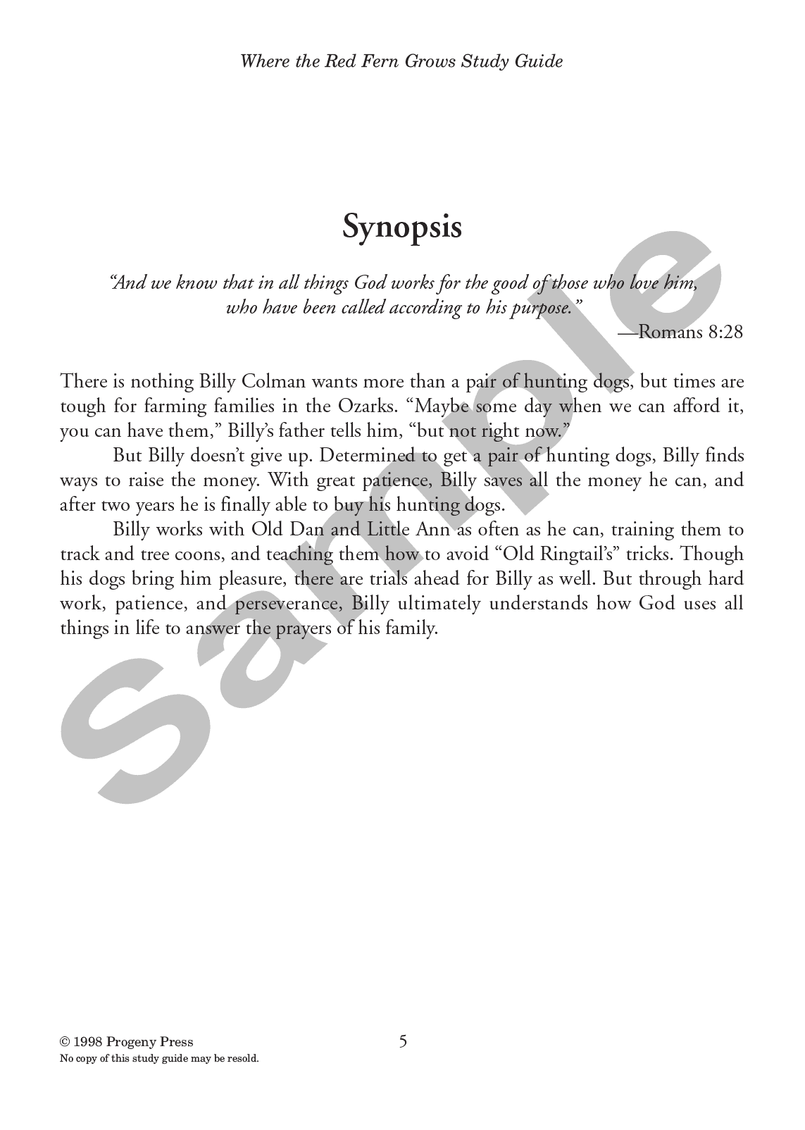 Where the Red Fern Grows Study Guide | Progeny Press Literature Curriculum