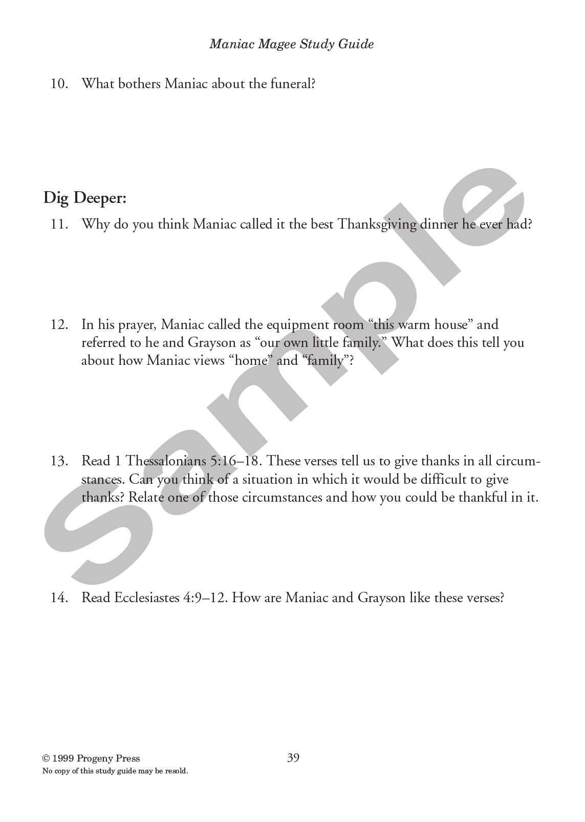 Maniac Magee Study Guide | Progeny Press Literature Curriculum