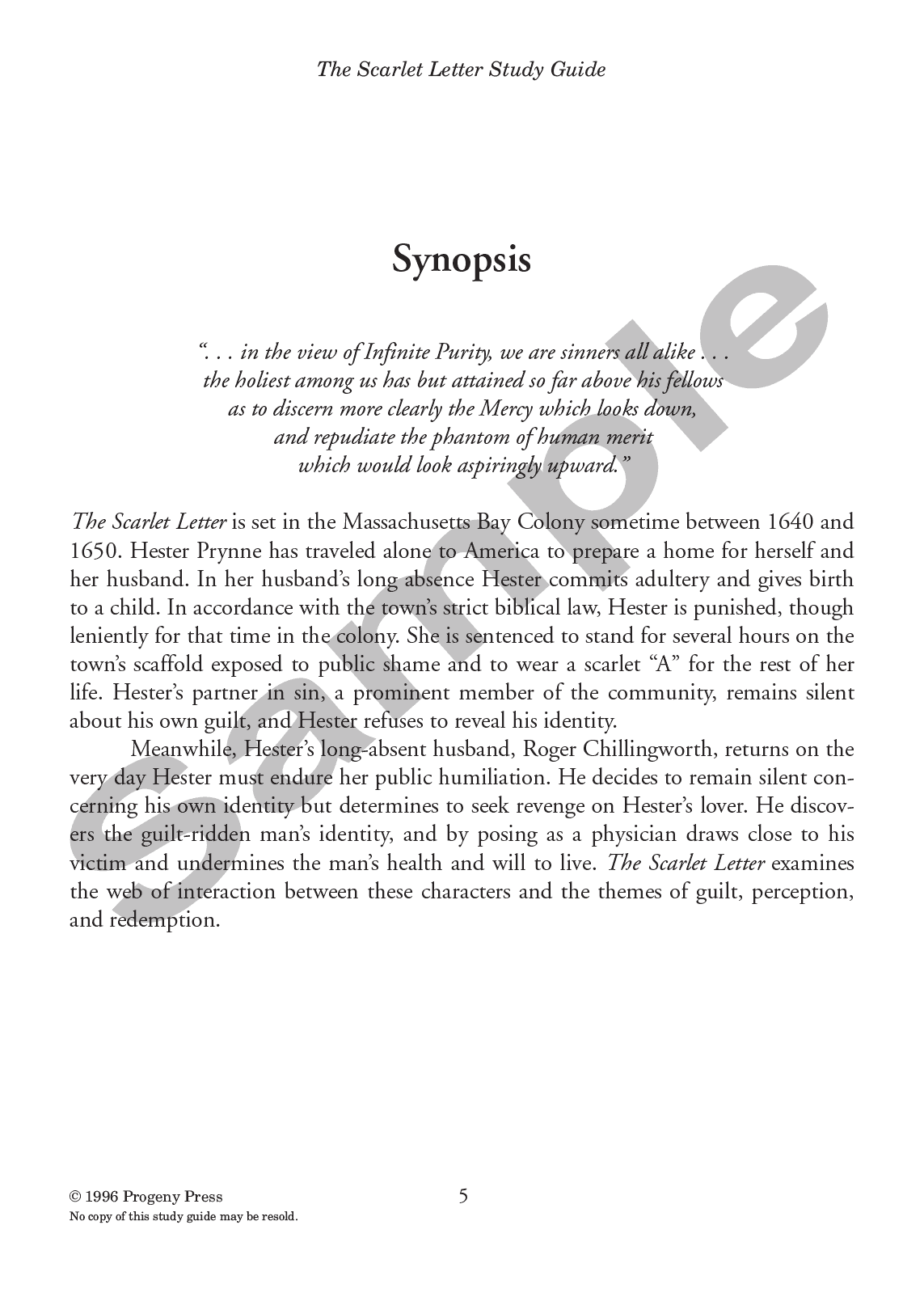 The Scarlet Letter Study Guide | Progeny Press Literature Curriculum