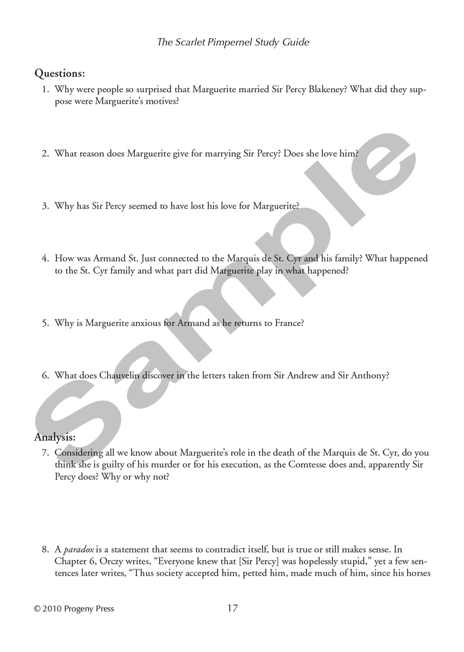 Scarlet Pimpernel Study Guide | Progeny Press Literature Curriculum