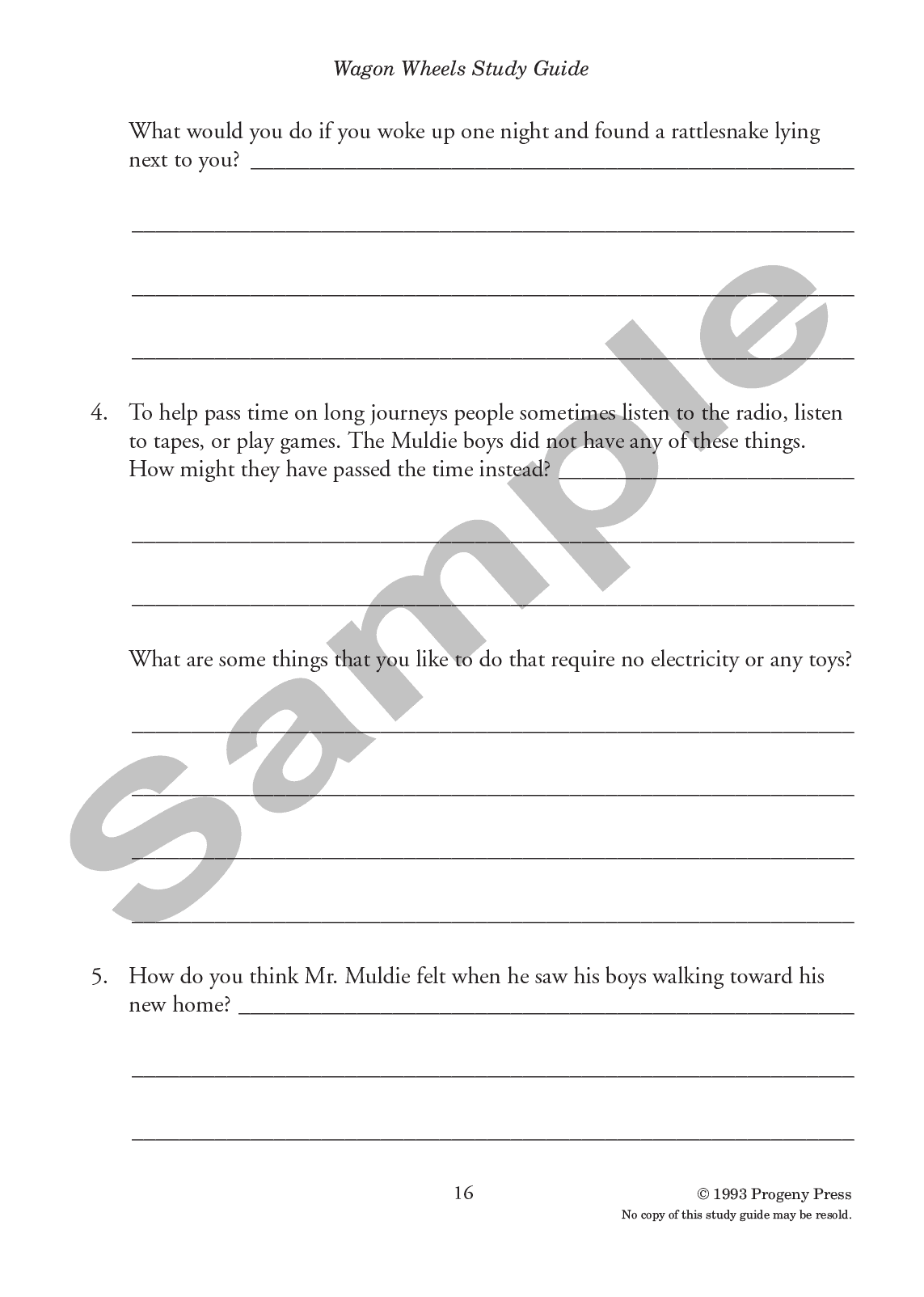 Wagon Wheels Study Guide | Progeny Press Literature Curriculum