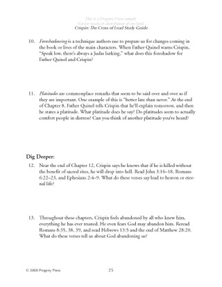 Crispin: Cross of Lead Study Guide | Progeny Press Literature Curriculum