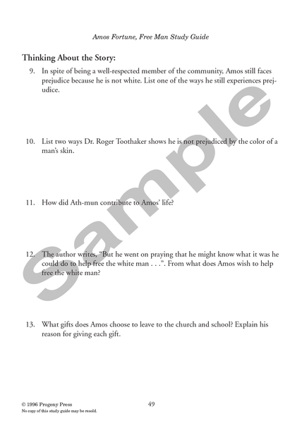 Amos Fortune, Free Man Study Guide | Progeny Press Literature Curriculum