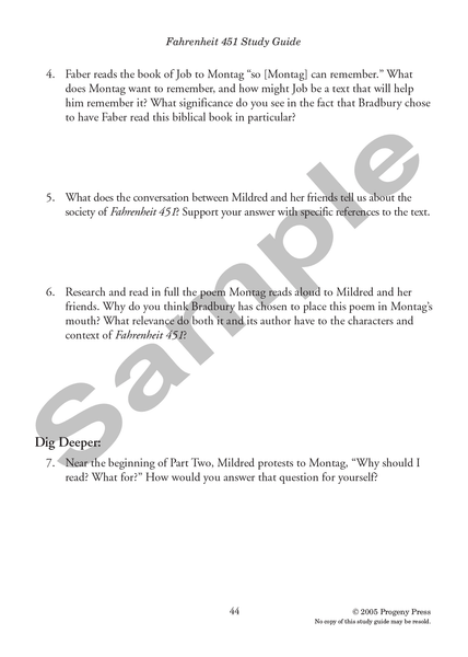 Fahrenheit 451 Study Guide | Progeny Press Literature Curriculum
