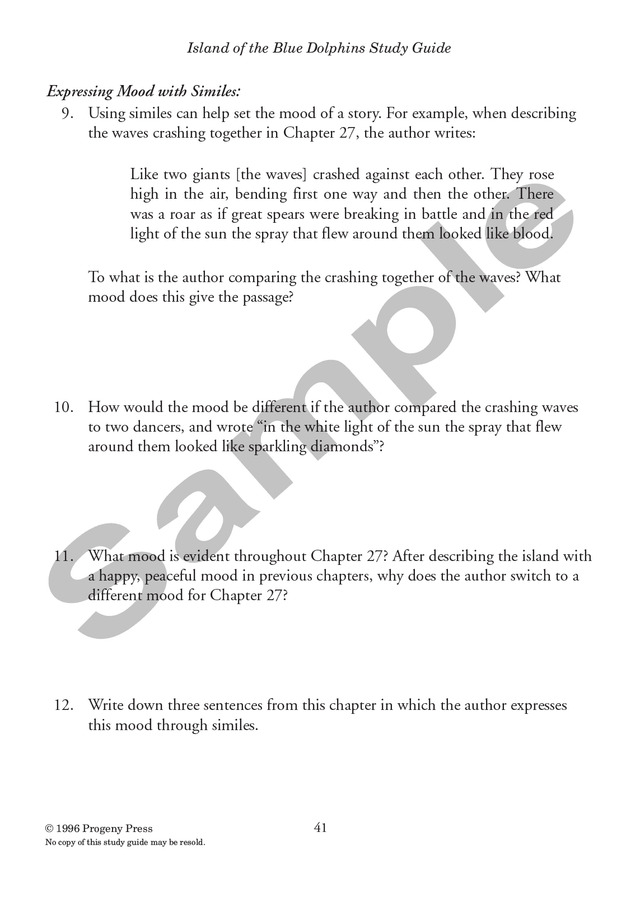 Island of the Blue Dolphins Study Guide | Progeny Press Literature ...