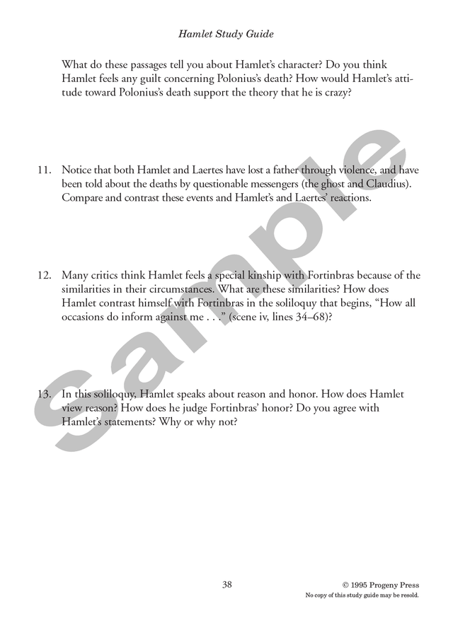 Hamlet Study Guide | Progeny Press Literature Curriculum