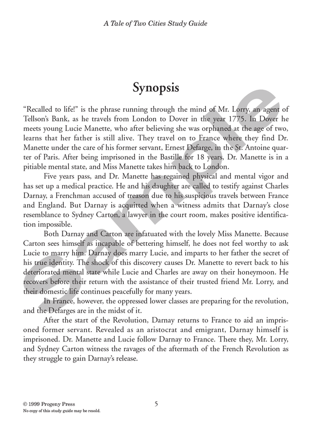 A Tale of Two Cities Study Guide | Progeny Press Literature Curriculum