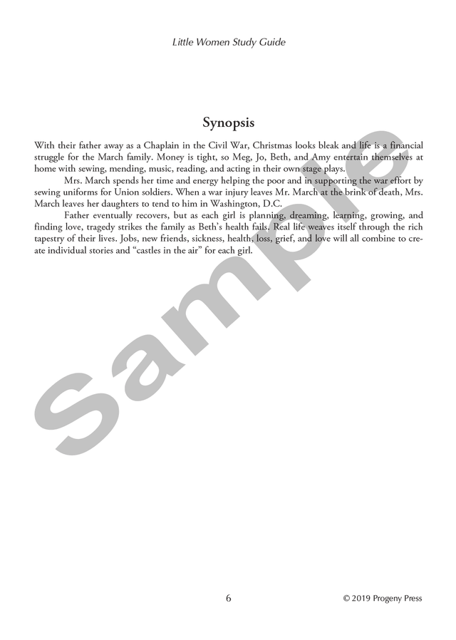 Little Women Study Guide | Progeny Press Literature Curriculum